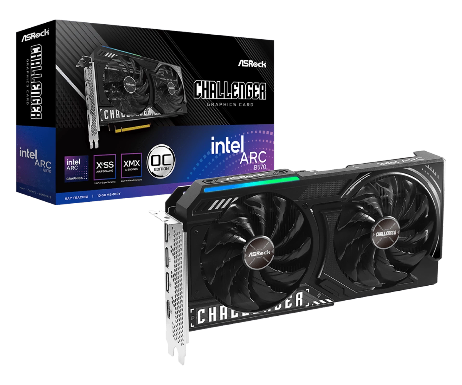 ASROCK B570 CL 10GO OC VGAChallenger, Intel Arc B57010GB 160-bit GDDR6 ...